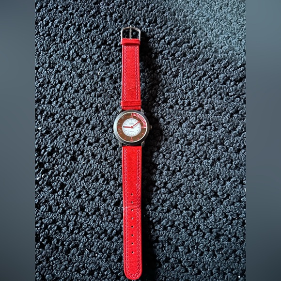 Fossil | Accessories | Vintage Fossil Red Leather Strap Watch | Poshmark